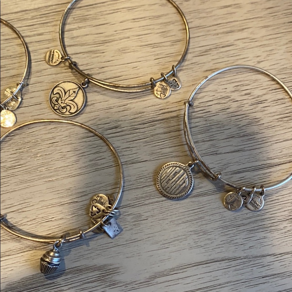 Alex And Ani Silver Bracelet Stack - Gem